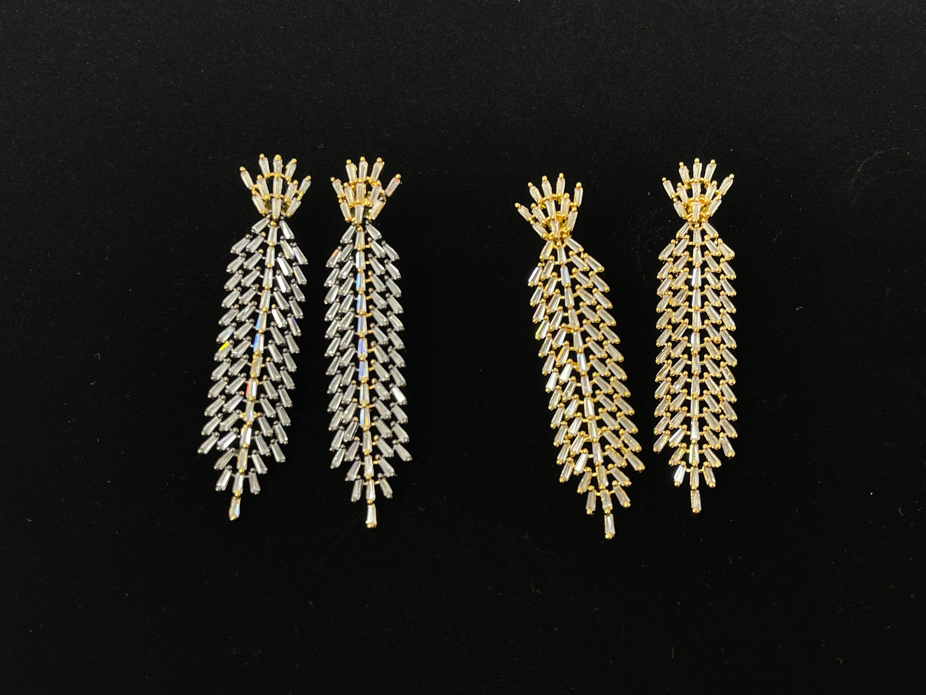 American Diamond Gold and Silver Earrings, Indian Jewelry/ Heavy ...