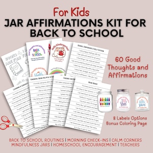 Kids Back to School Affirmations Jar Kit Positive Notes Confidence ...