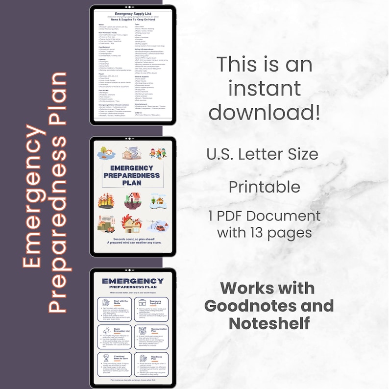 Emergency Preparedness Plan Printable Emergency Binder Kit Grab-and-go Bag Prepping Checklist ...