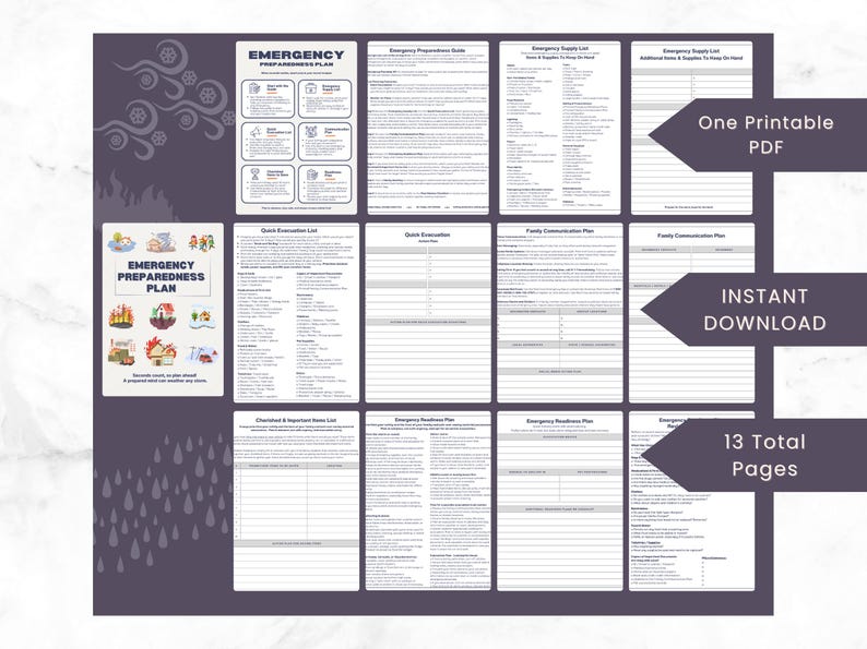 Emergency Preparedness Plan Printable Emergency Binder Kit Grab-and-go ...