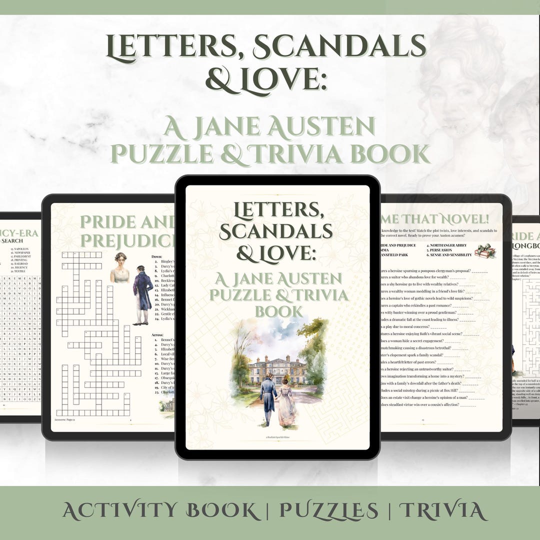 Jane Austen Puzzle Book Word Games Adult Puzzles Crossword Puzzles ...