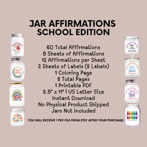 Kids Back to School Affirmations Jar Kit Positive Notes Confidence ...