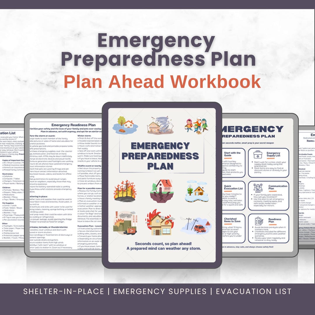 Emergency Preparedness Plan Printable Emergency Binder Kit Grab-and-go ...