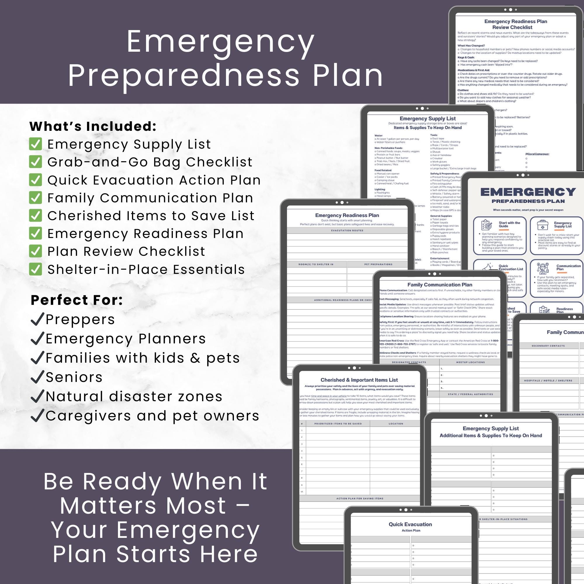 Emergency Preparedness Plan Printable Emergency Binder Kit Grab-and-go ...