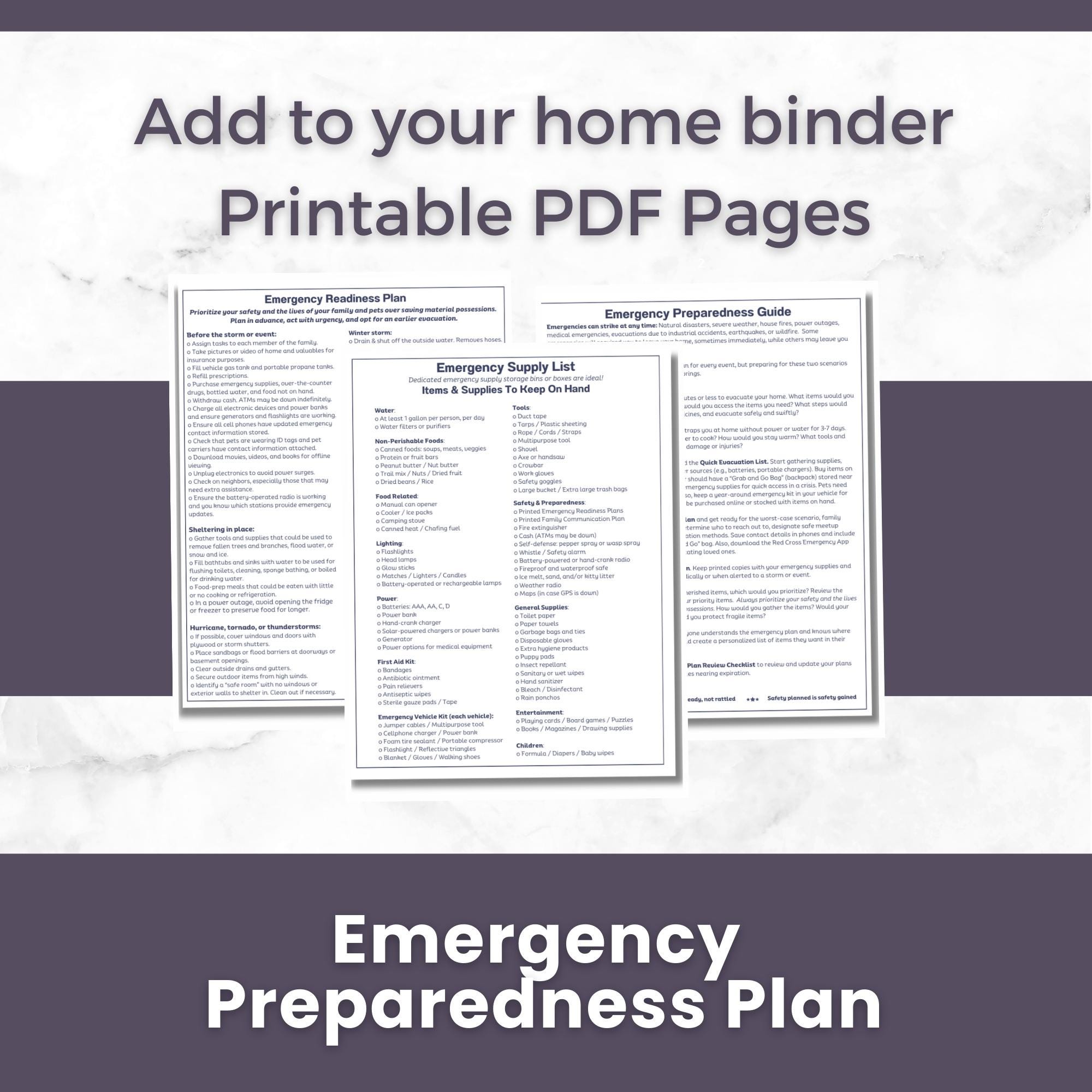 Emergency Preparedness Plan Printable Emergency Binder Kit Grab-and-go ...
