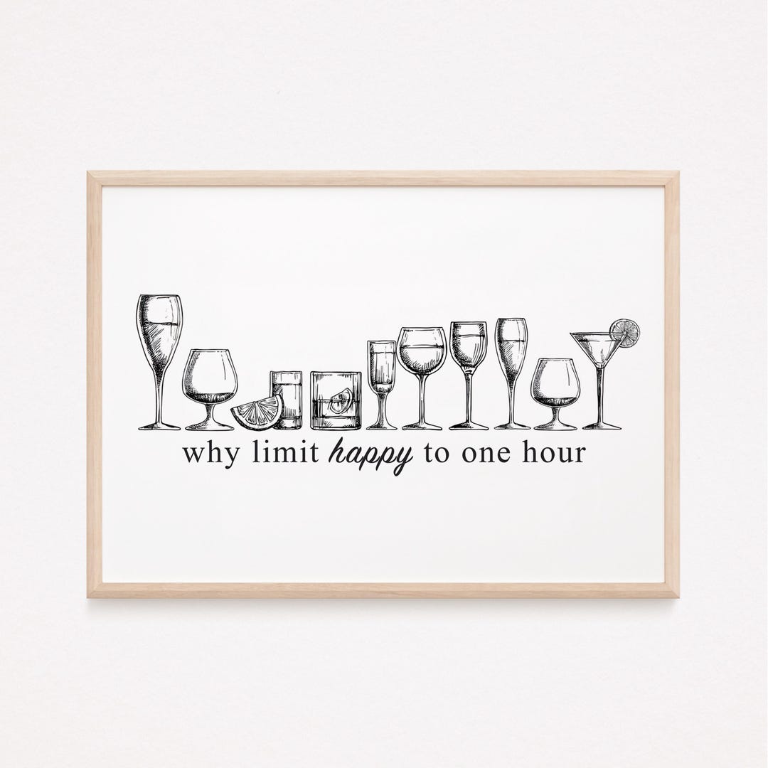 Happy Hour Wall Art, Cocktail Party Wall Art Poster Prints, Dirty ...