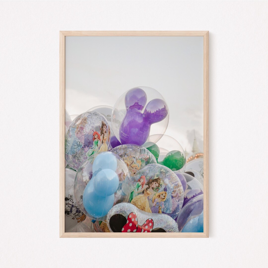 Vintage Disney World Art, Watercolor Disney Print, Main Street Balloons ...
