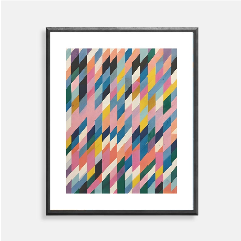Colourful Abstract Print Geometric Contemporary Wall Art Bridget Riley ...