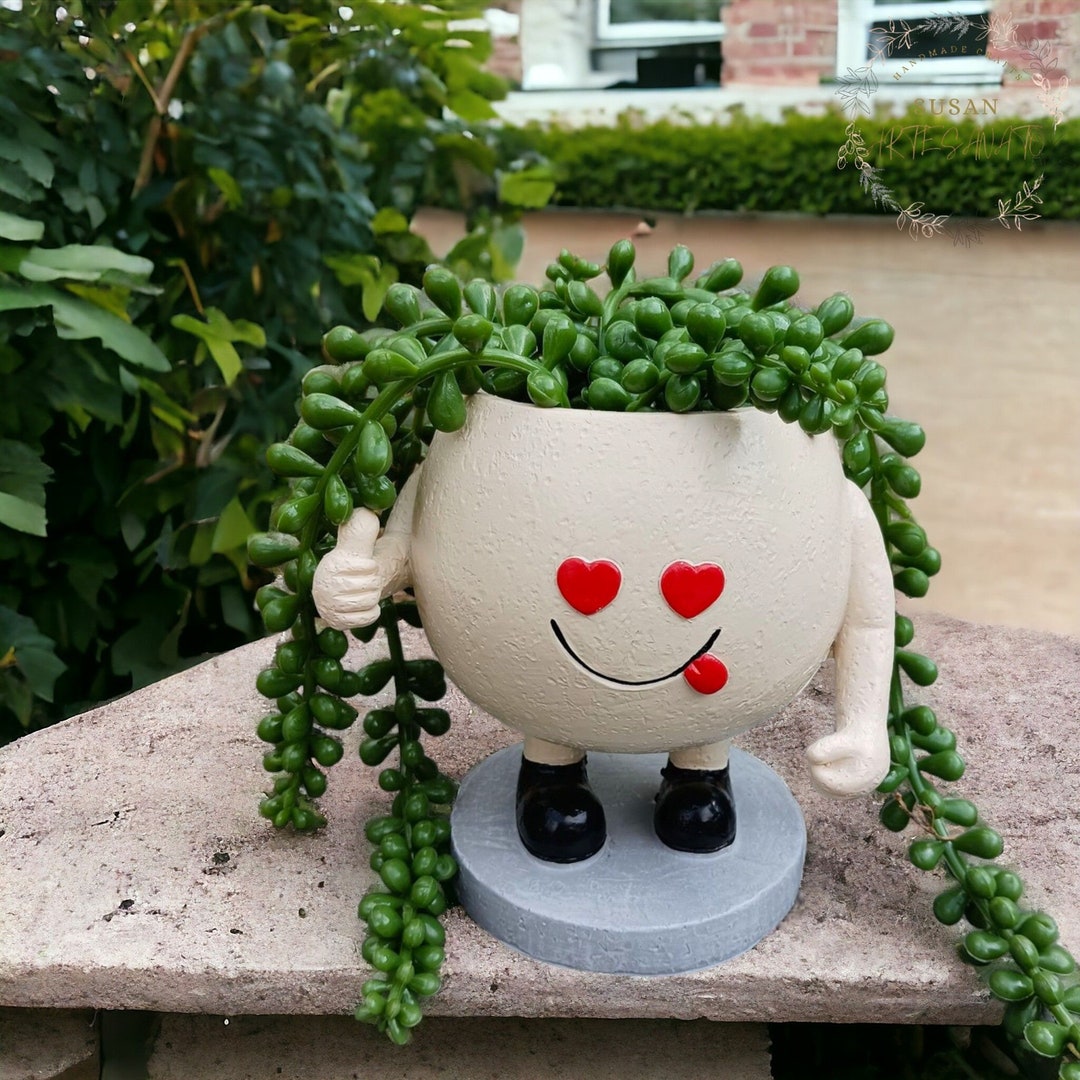 Heart Smiling Planter Happy Face Plant Pot Adorable Garden Decoration ...