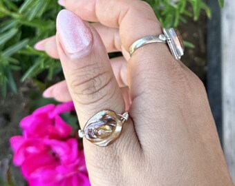 Pink Seashell Ring, Natural Beach Shell Ring, Boho Ring, Beachy Ring ...