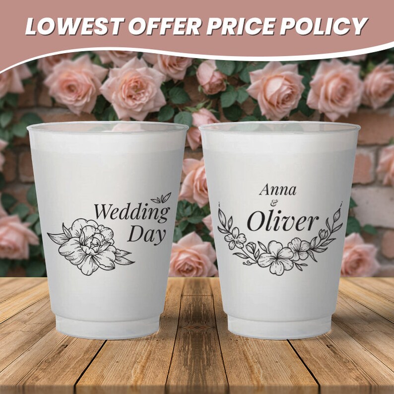 Personalized Wedding Frosted Plastic Flex Cup, Customized for Couple ...