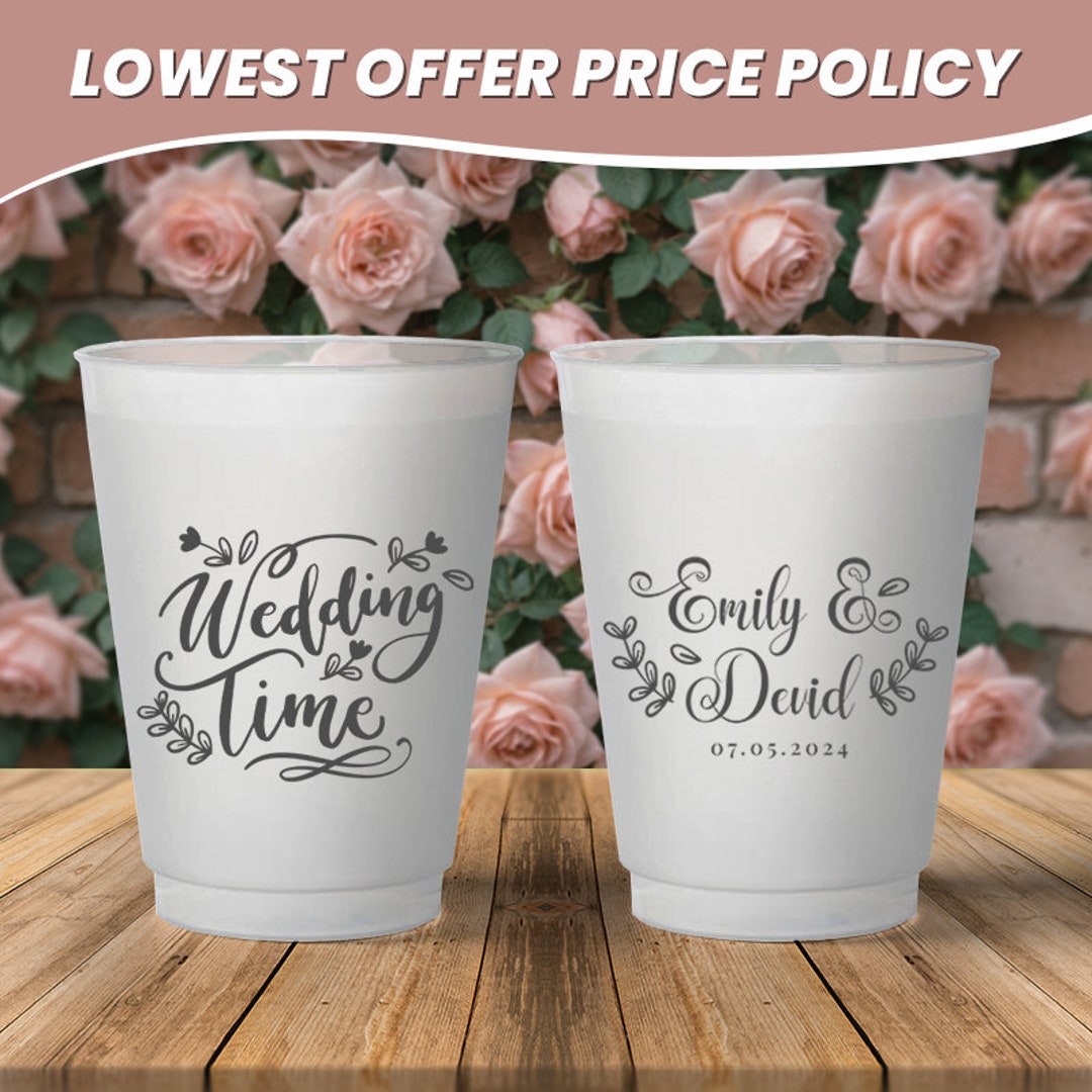 Plastic Cups for Wedding, Personalized Frosted Plastic Flex Cup Toasts ...