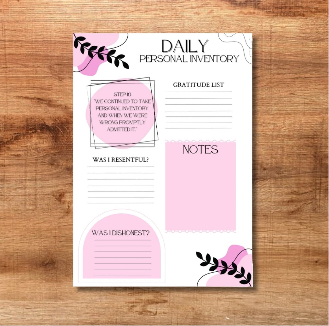 Daily 10th Step Worksheet