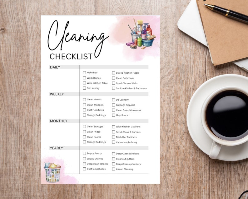 Cleaning Worksheet, Cleaning Digital Design, Cleaning Checklist ...