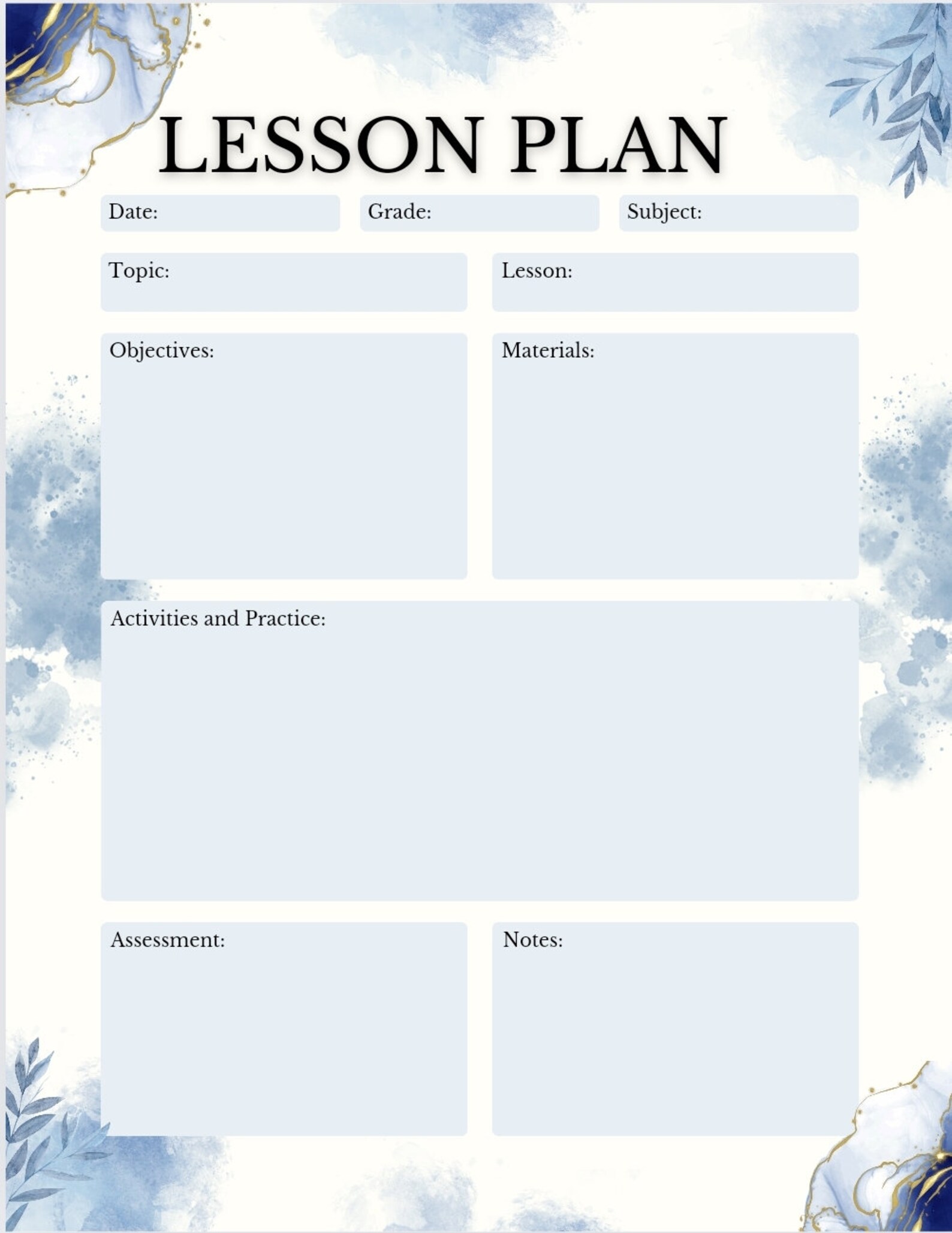 Floral Lesson Plan, Lesson Plans, Digital Lesson Plan Template, Lesson ...