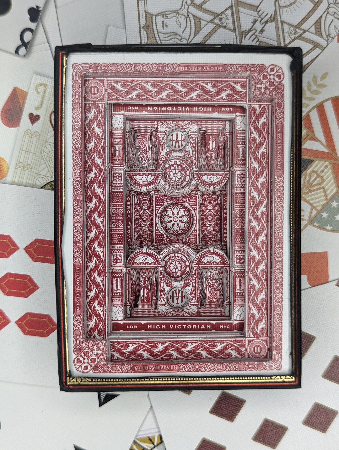 Red Victorian Playing Card Deck Cut - Etsy