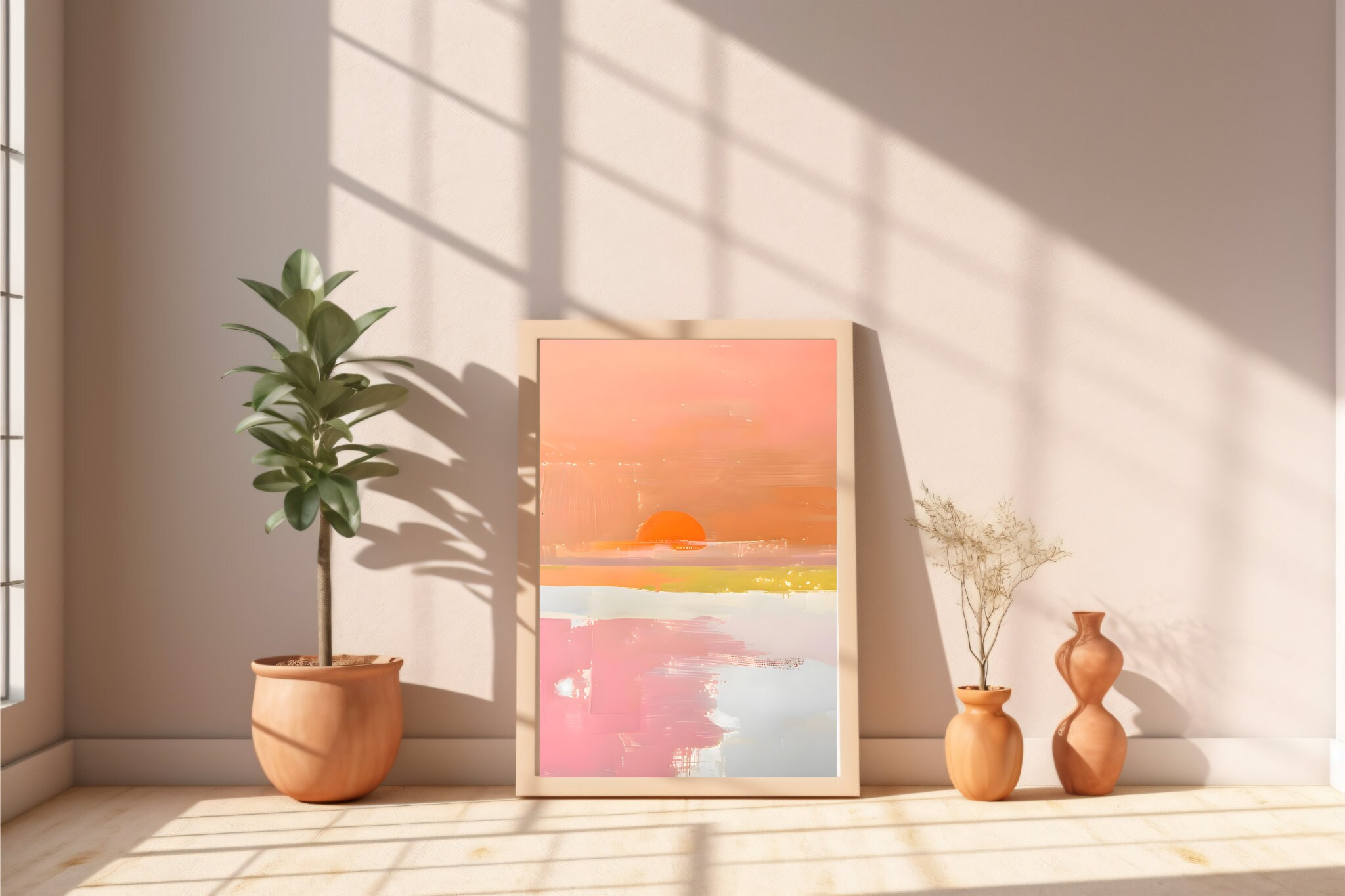 Sunset Landscape Poster | Abstract Artwork | Soft Colors | Golden Hour ...