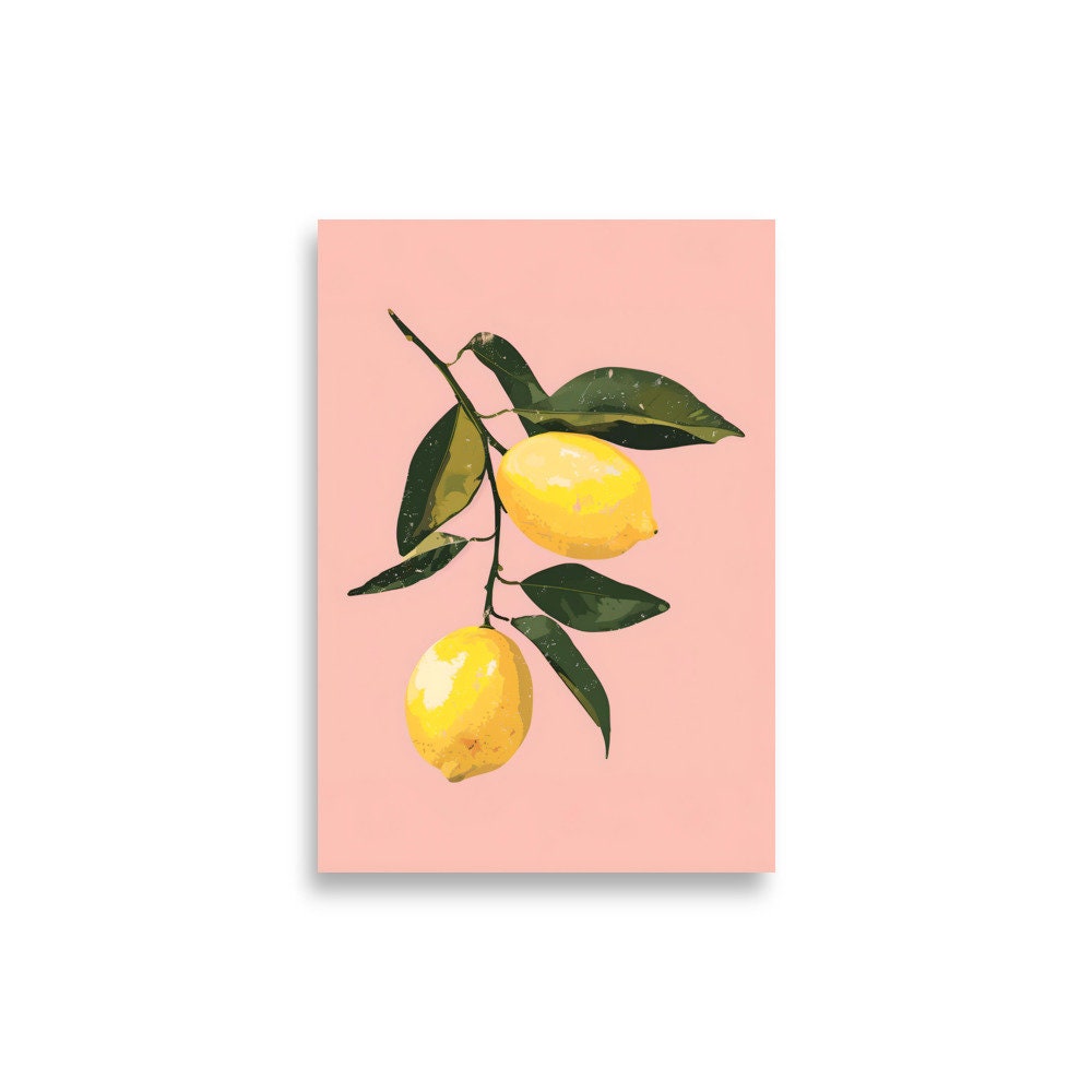 Pink Lemon Poster | Fruit Artwork | Lemon Painting | Minimalist Wall ...