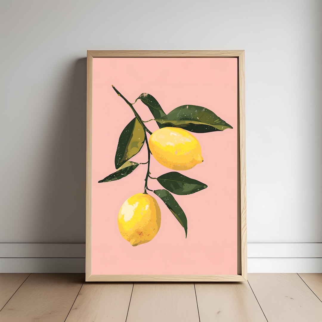 Pink Lemon Poster | Fruit Artwork | Lemon Painting | Minimalist Wall ...