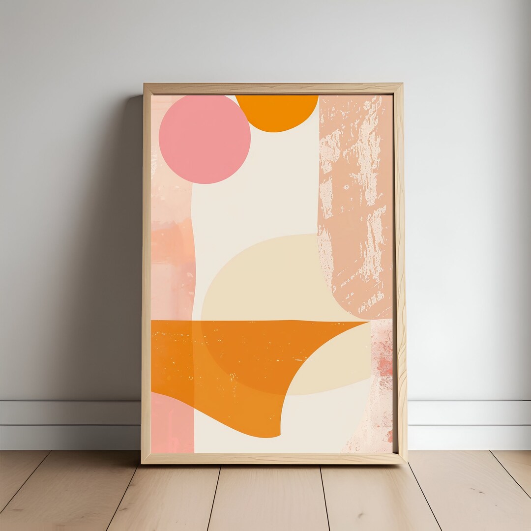 Vibrant Pink and Orange Abstract Poster | Boho Wall Art | Colorful ...