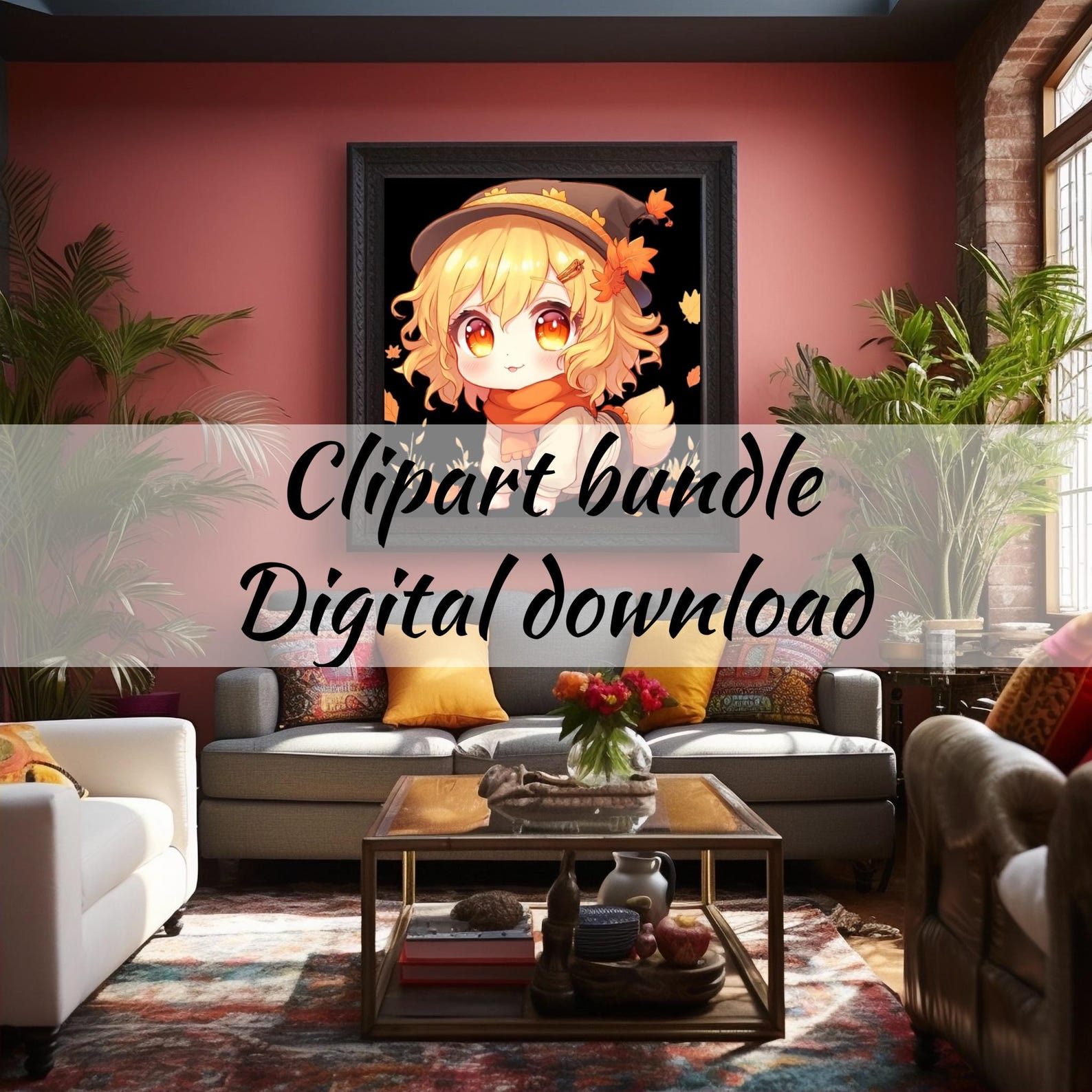 Charming Fall Chibi Clipart Set – Autumn Sublimation Designs (digital ...