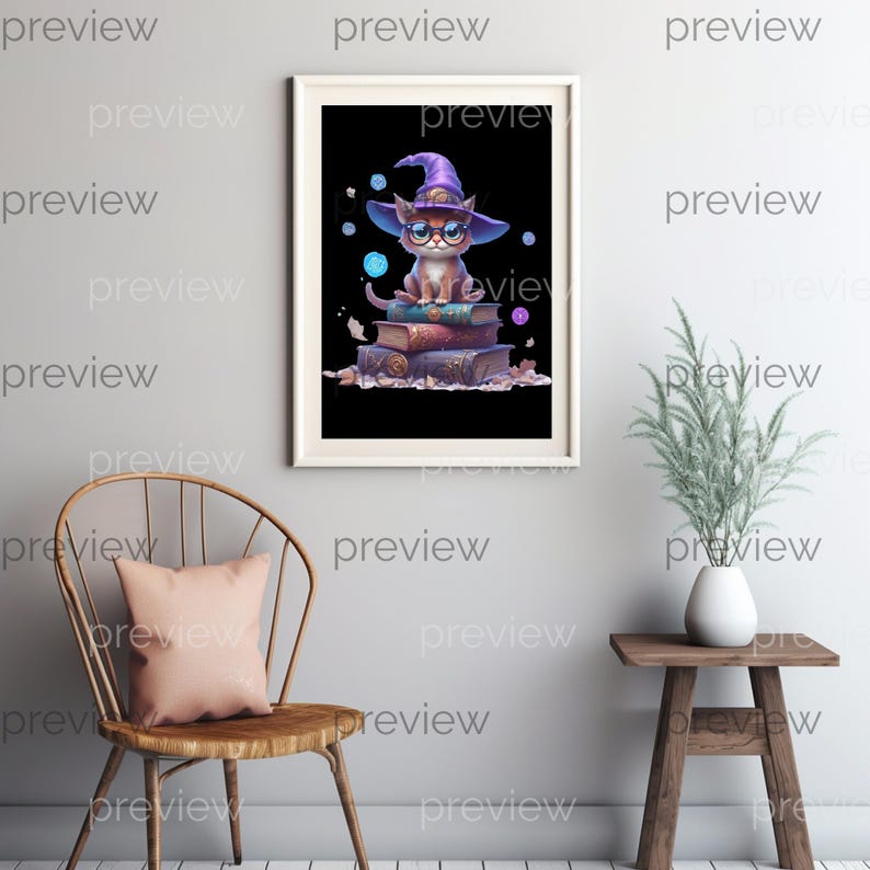 Cartoon Cat Wizard Clipart: Magical Books PNG (digital Download) - Etsy