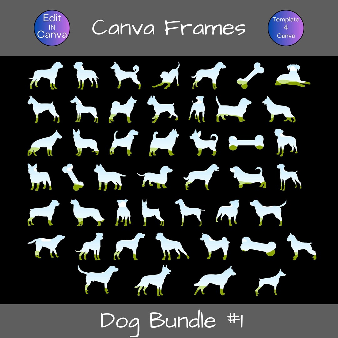 DOG K-9 BUNDLE Canva Frame Templates Puppy and Dog Photo Frame ...