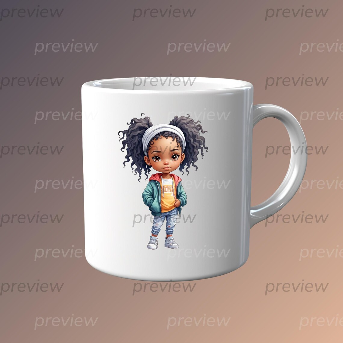 Chibi Black Girl Clipart Instant Download Sublimation Design Cute ...