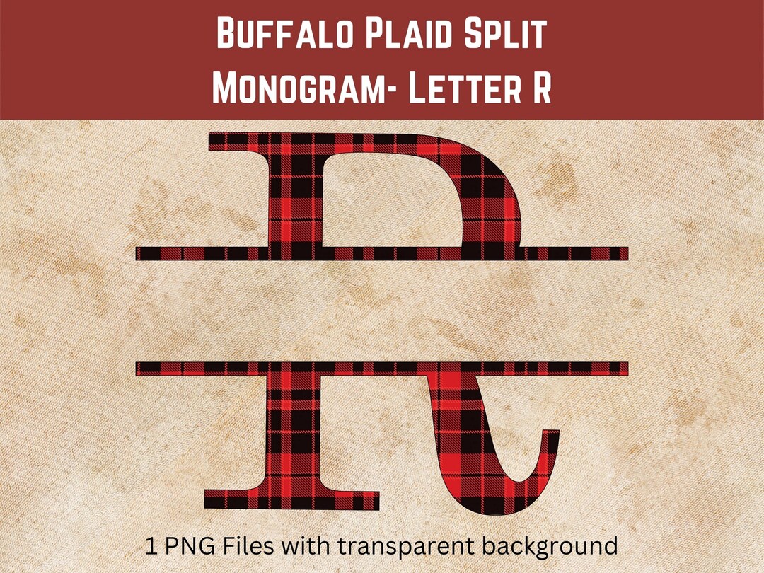 Letter R Buffalo Plaid Monogram PNG Digital Files. PNG File for Instant ...