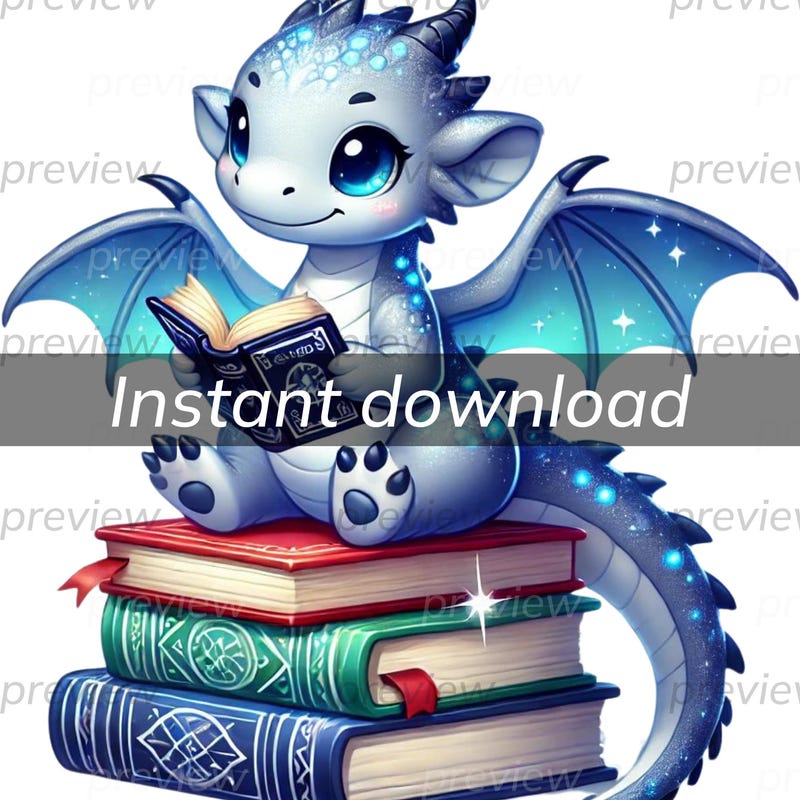 Reading Dragon - Etsy