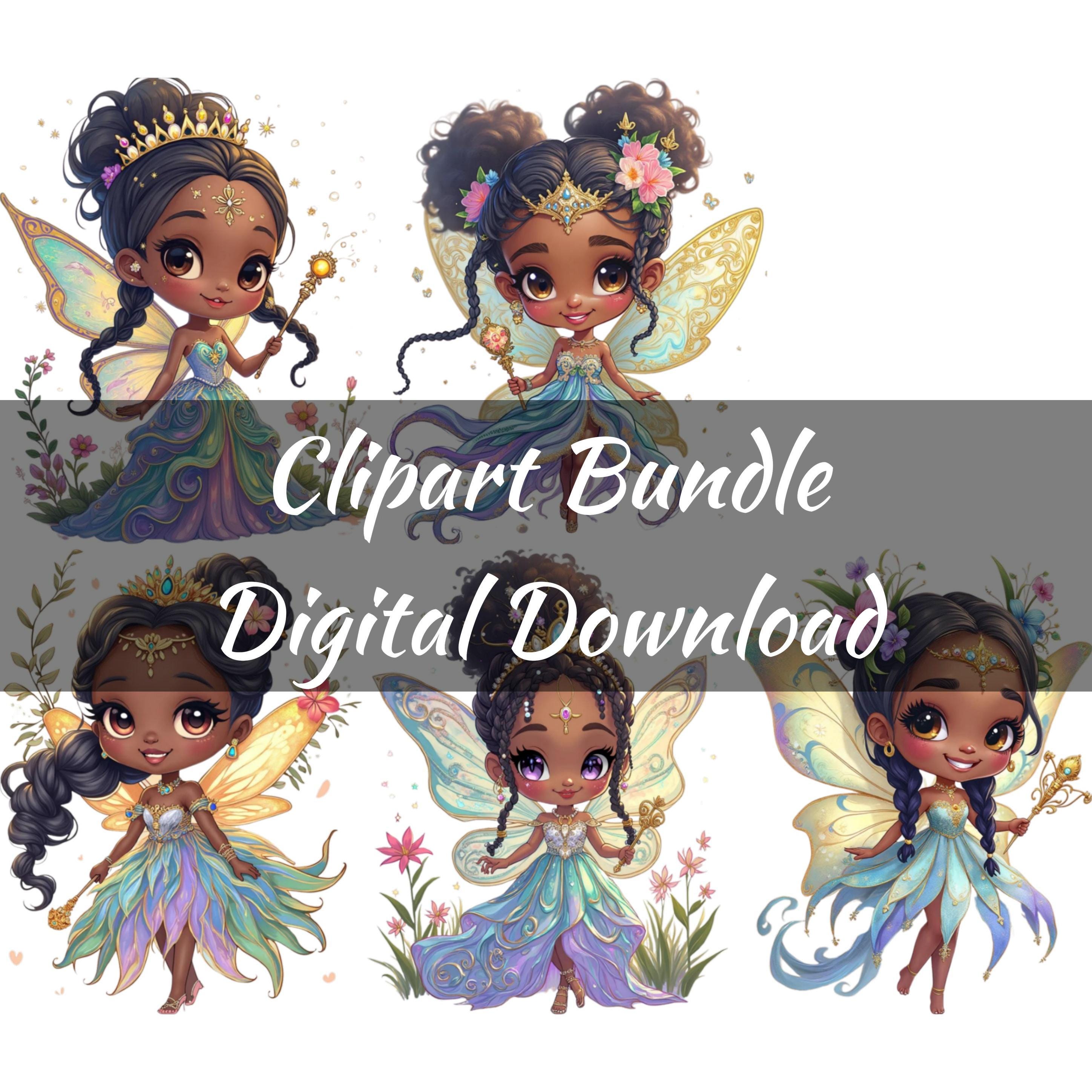 Black Girl Fairy Clipart Extra High Quality 625 DPI Instant Download ...