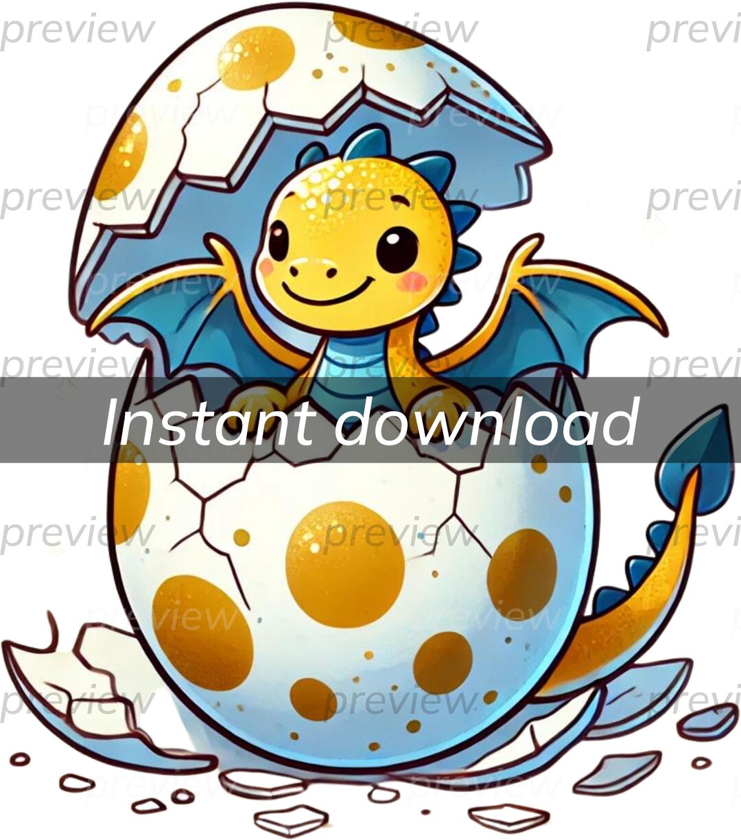 Adorable Baby Dragon Digital Art Printable - Instant Download for Kids ...