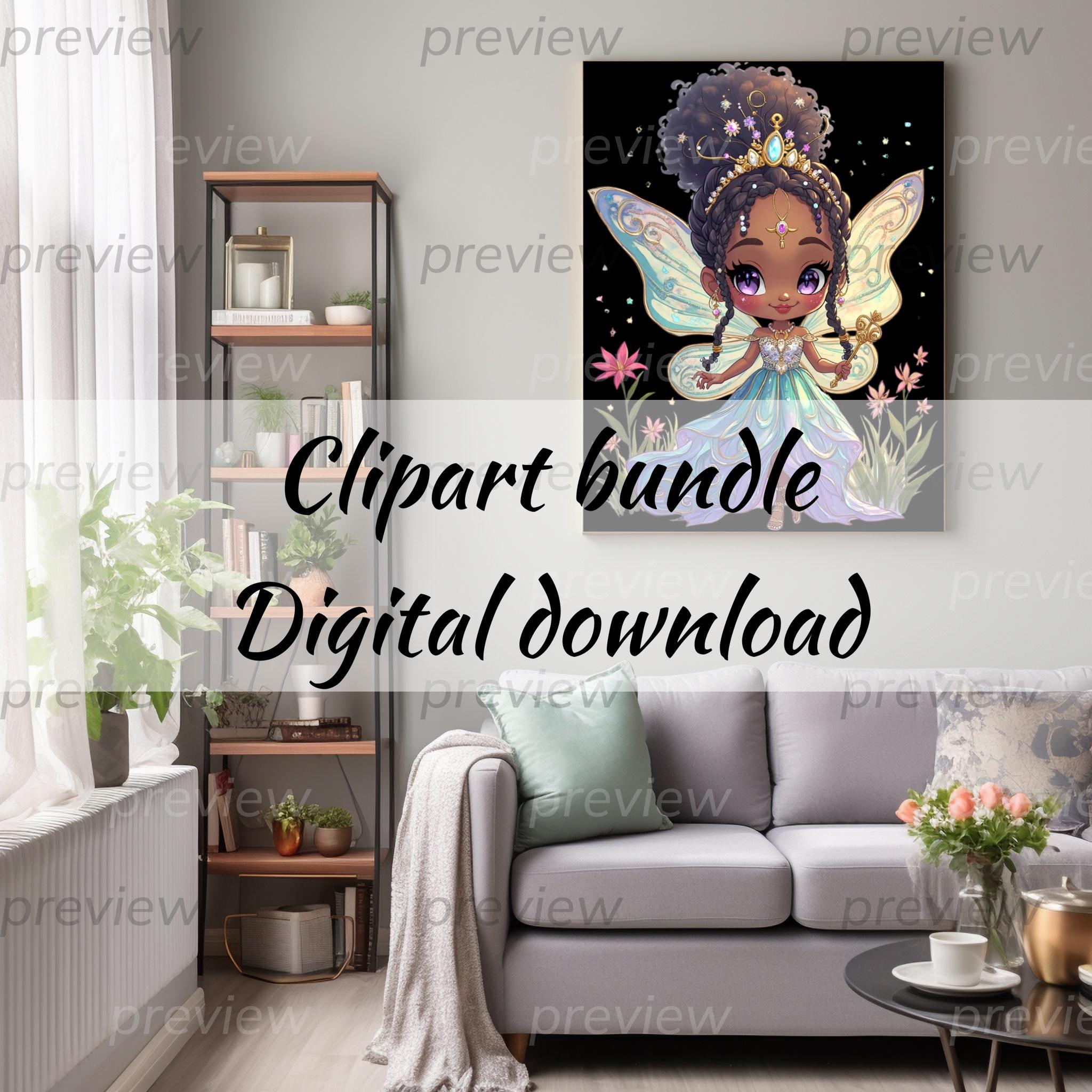 Black Girl Fairy Clipart Extra High Quality 625 DPI Instant Download ...