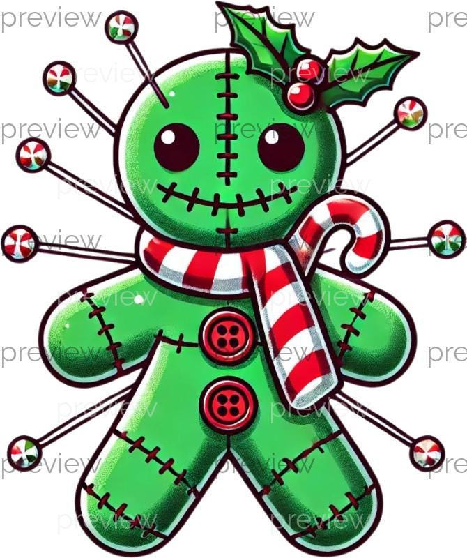 Whimsical Gingerbread Voodoo Doll Man Clipart for Holiday Cheer - Print ...