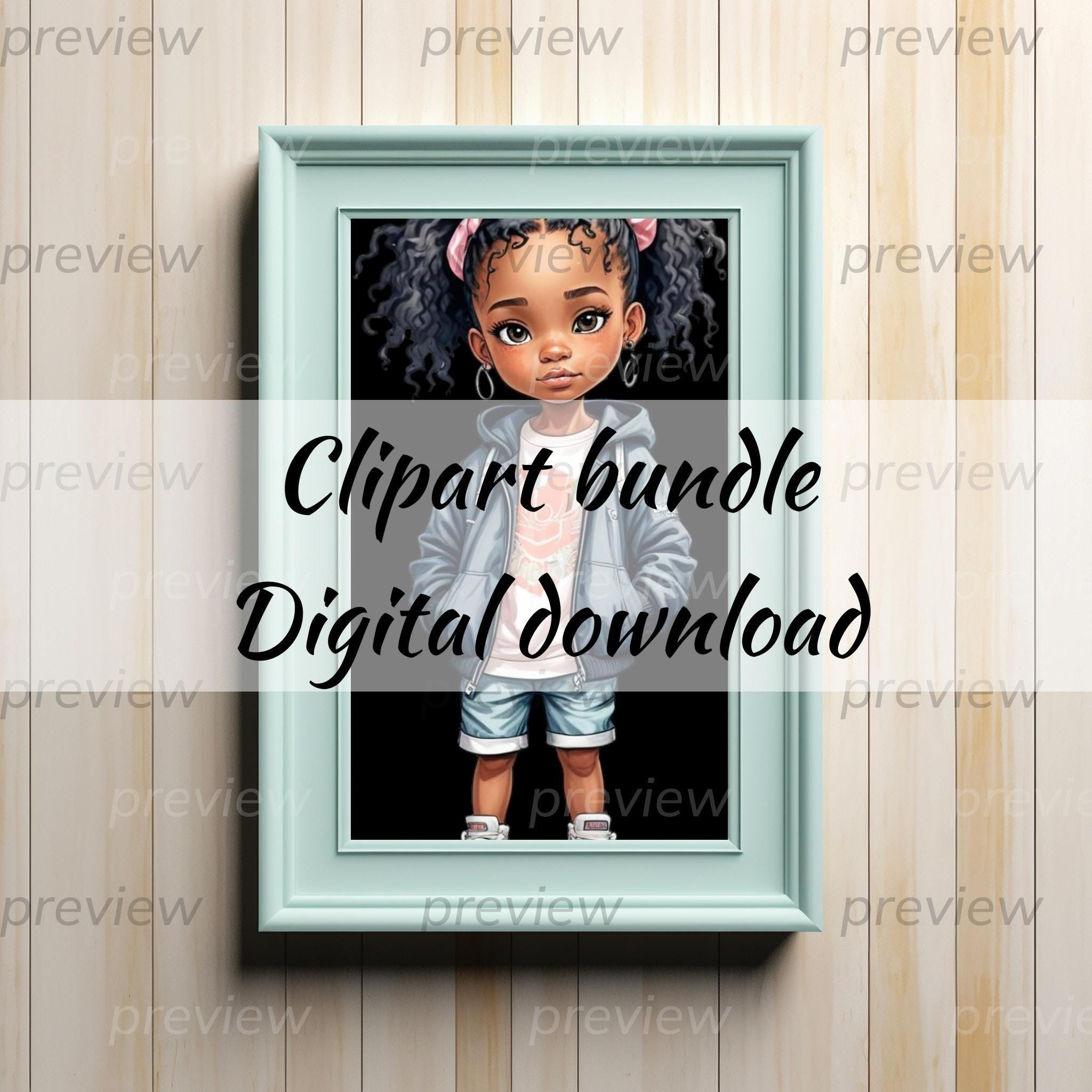 Chibi Black Girl Clipart Instant Download Sublimation Design Cute ...