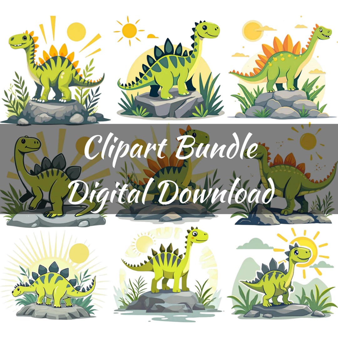 Cute Dinosaur Clipart Instant Download for Sublimation Design - Fun and ...