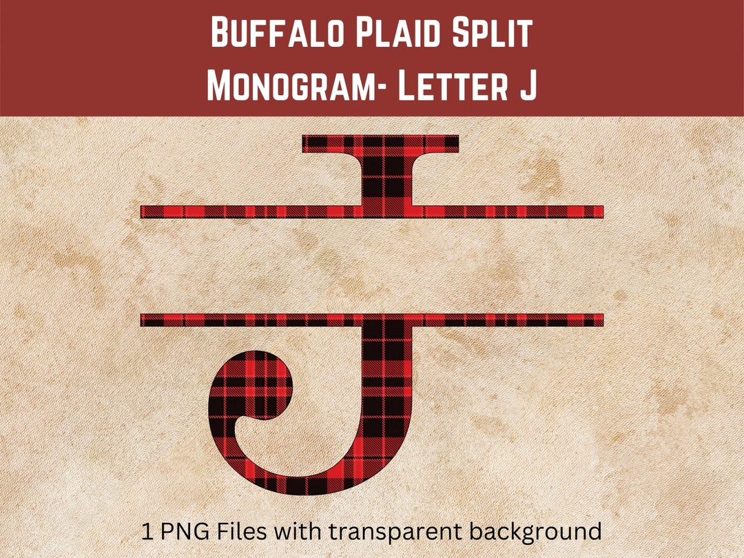 Letter J Buffalo Plaid Monogram PNG Digital Files. PNG File for Instant ...