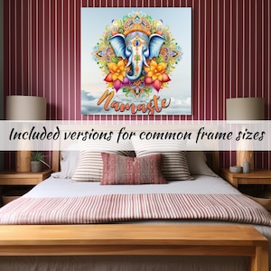 Colorful Elephant Namaste Wall Art – Boho Meditation Print (digital ...