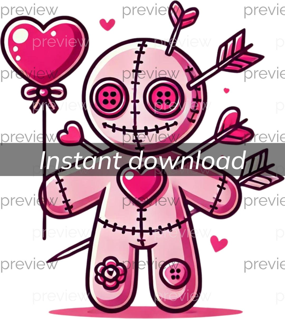 Adorable Voodoo Doll Clip Art for Valentine's Day - Heart-shaped Design ...