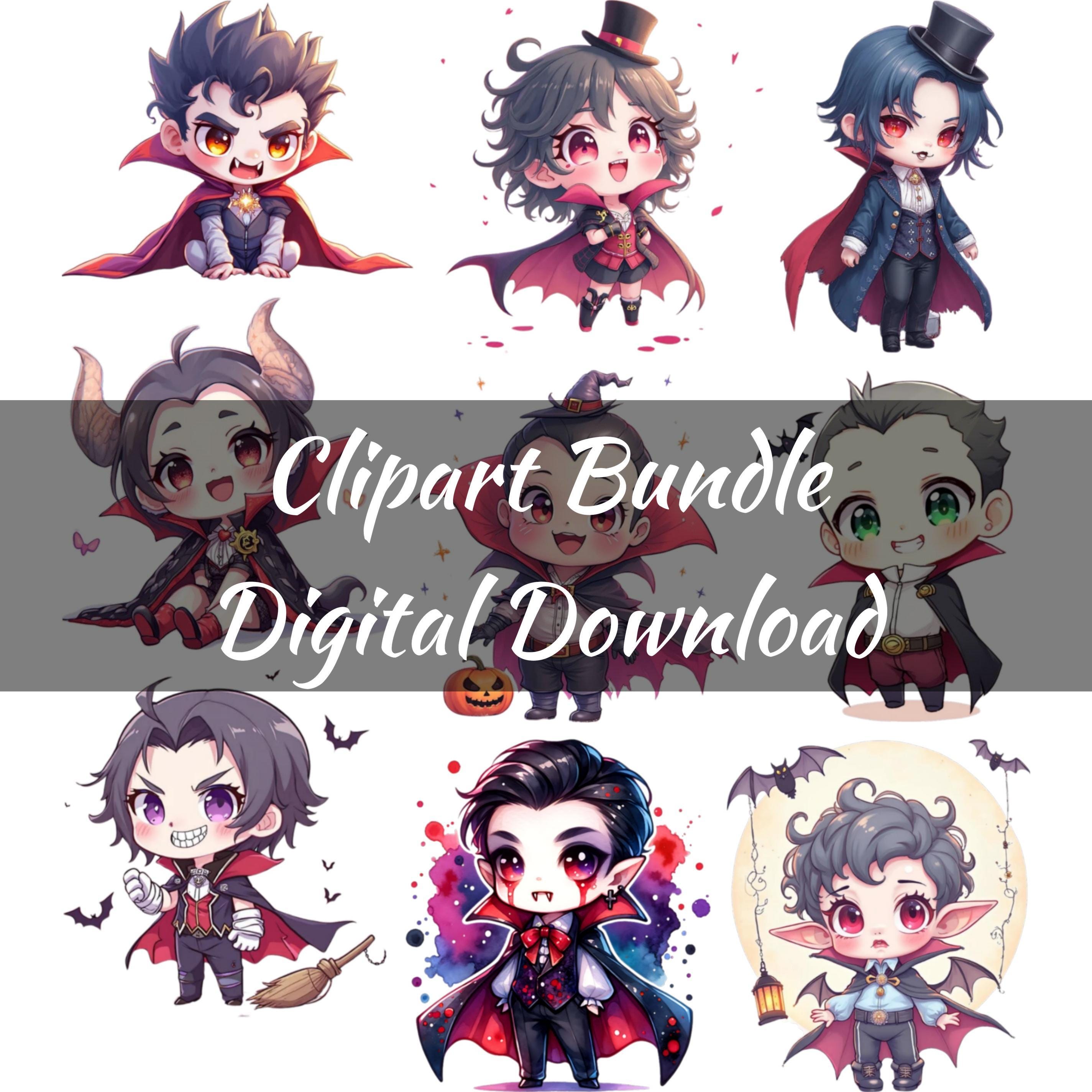 Chibi Vampire Clipart Instant Download Sublimation Design Cute ...