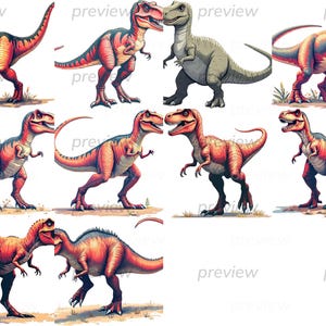 Realistic Dinosaur Clipart for Instant Download - Sublimation Design ...