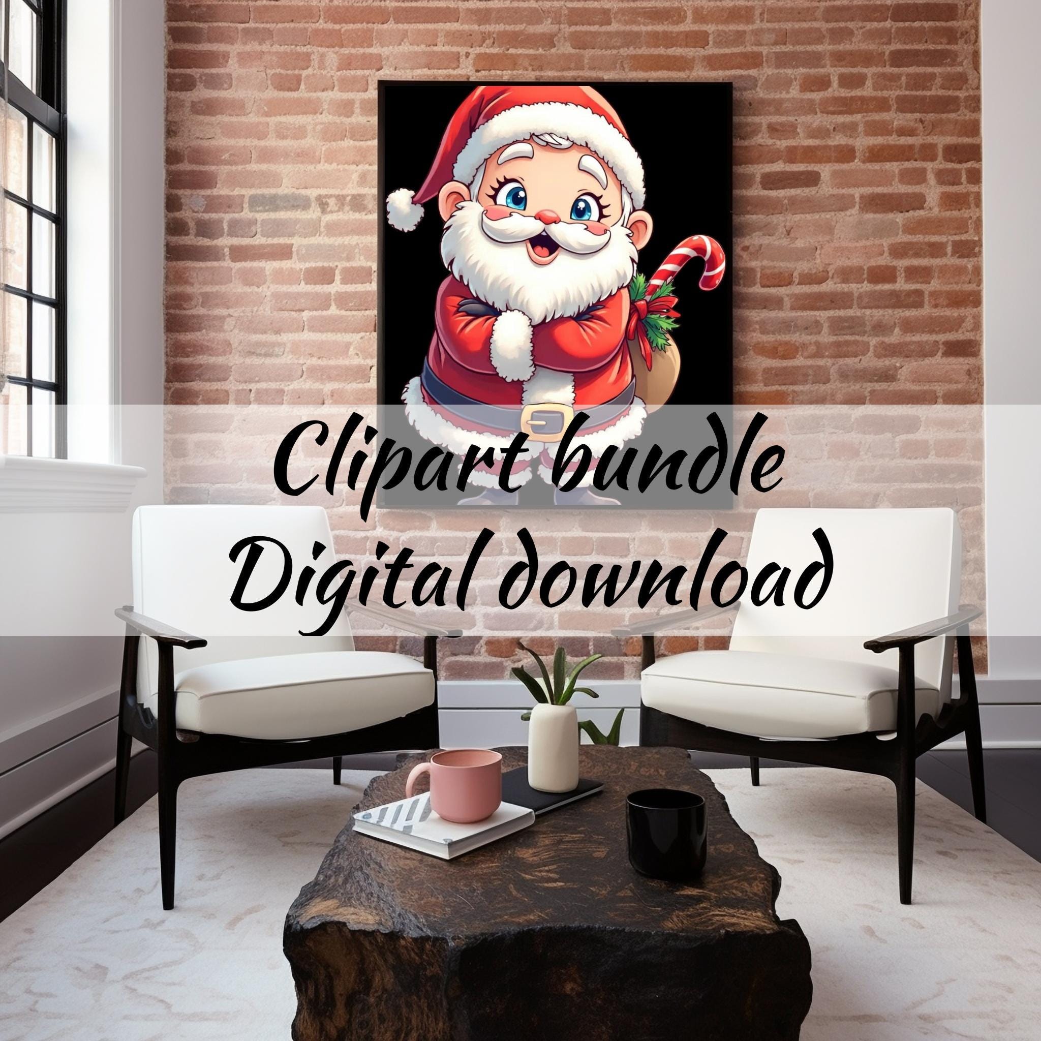 Chibi Style Santa Bundle 21 PNG Clipart for Instant Download ...