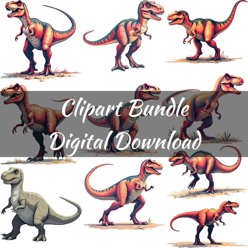 Realistic Dinosaur Clipart for Instant Download - Sublimation Design ...