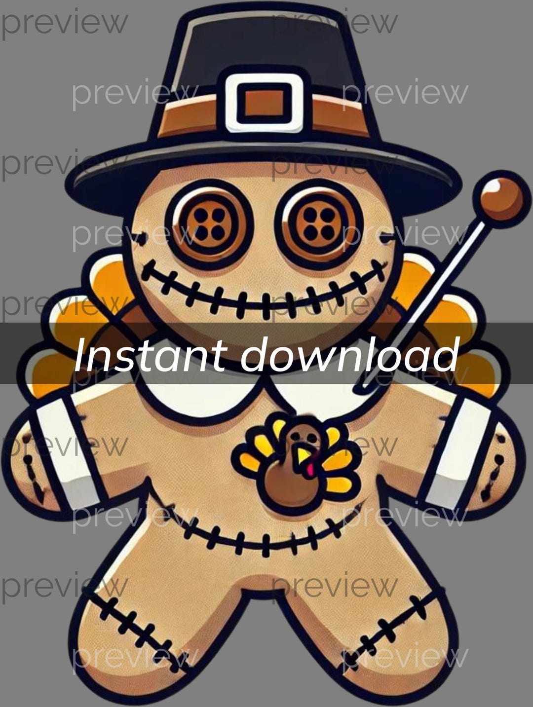 Thanksgiving Pilgrim Voodoo Doll Clipart: 300 DPI PNG (digital Download ...