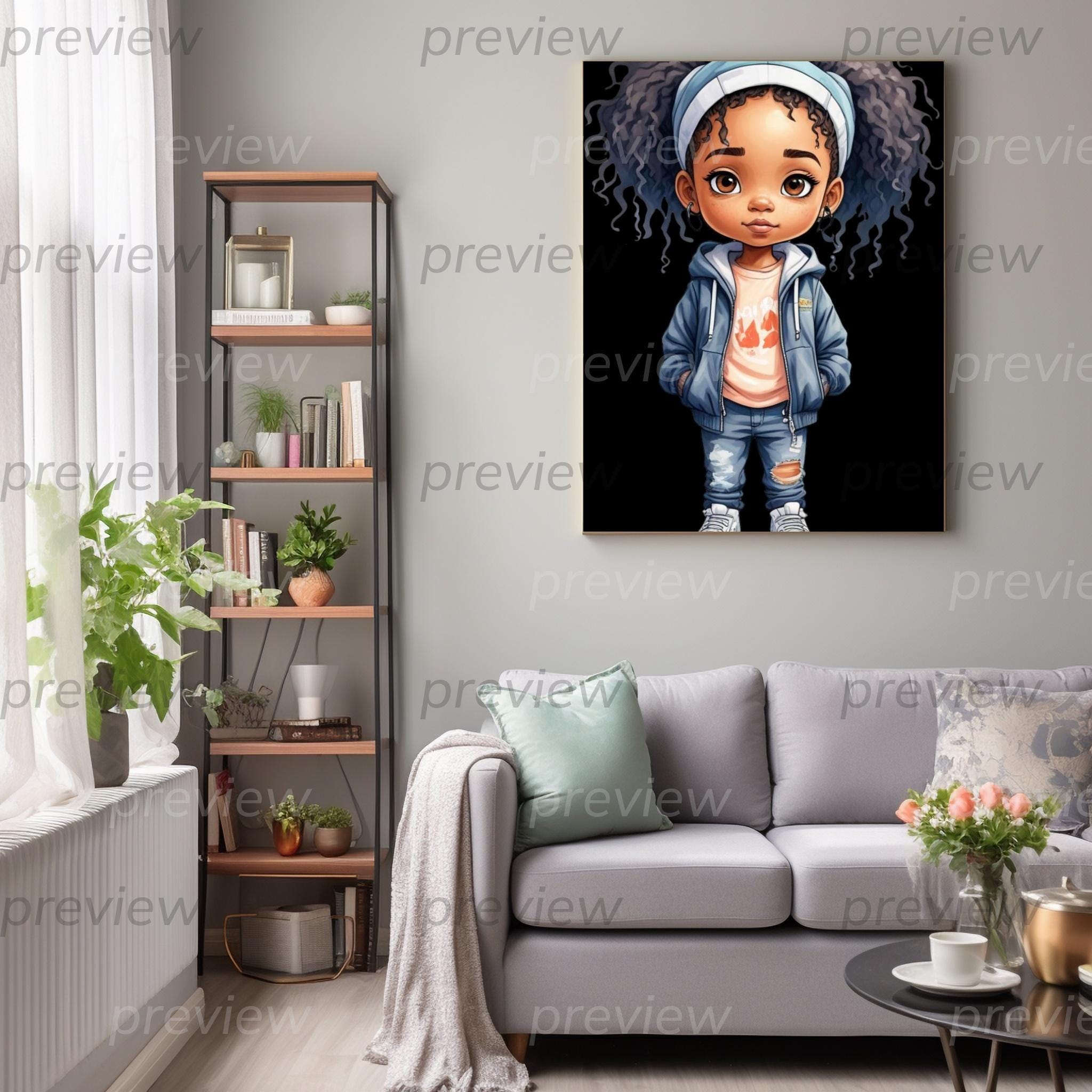 Chibi Black Girl Clipart Instant Download Sublimation Design Cute ...