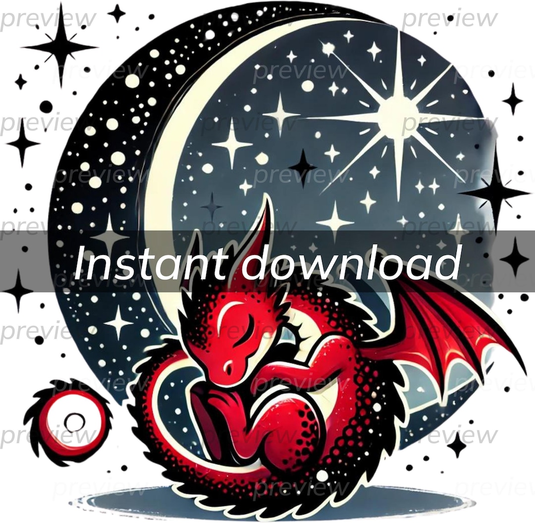 Whimsical Dragon Digital Art Printable - Instant Download Fantasy Wall ...