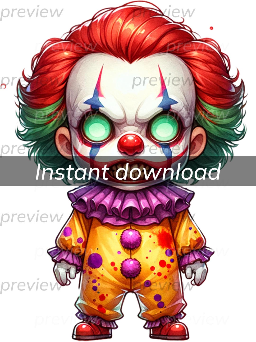 Chibi Evil Clown Clipart, Printable Digital Art (instant Download) - Etsy