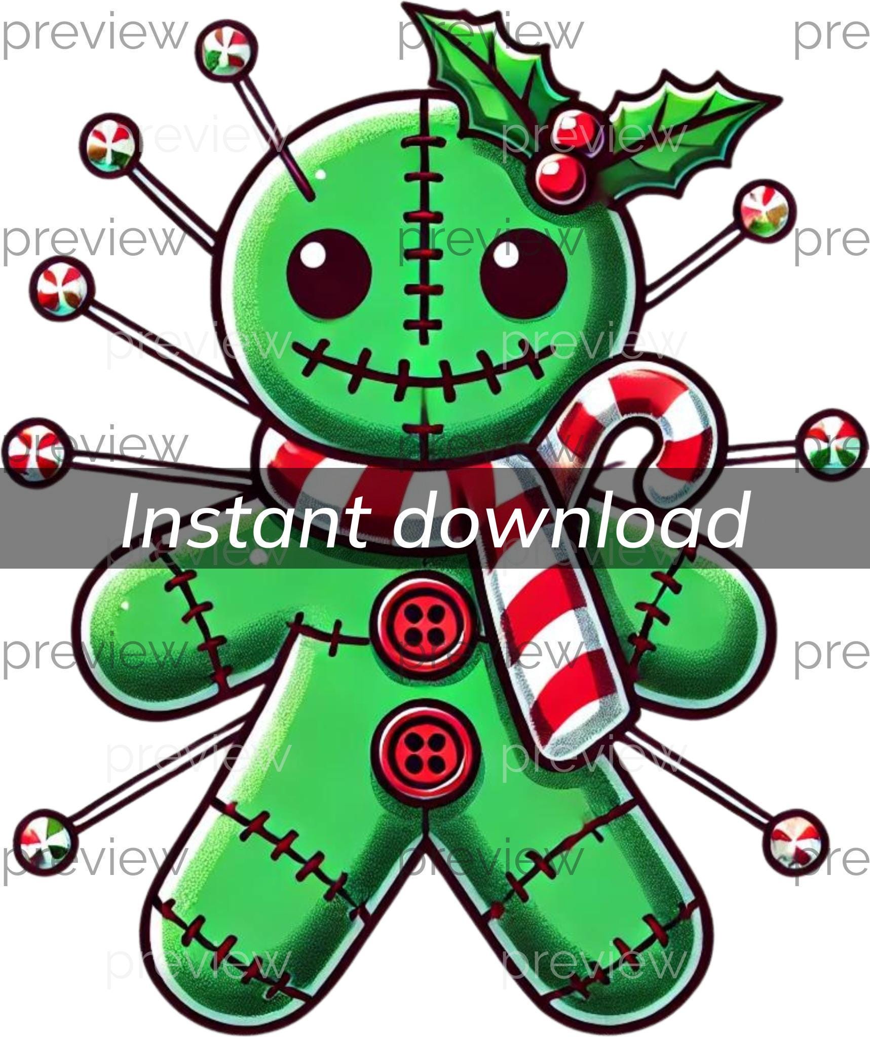 Whimsical Gingerbread Voodoo Doll Man Clipart for Holiday Cheer - Print ...