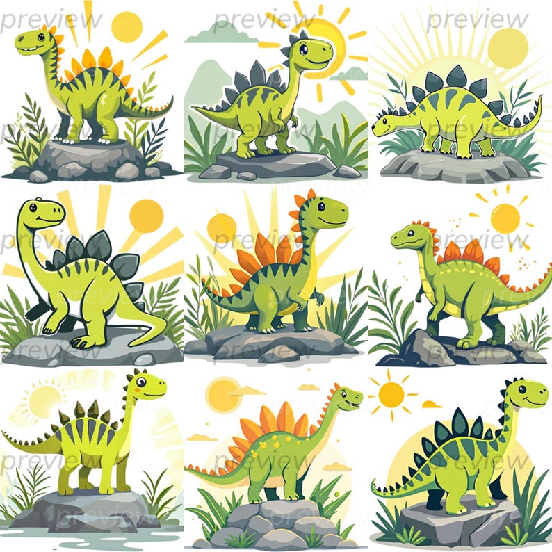Cute Dinosaur Clipart Instant Download for Sublimation Design - Fun and ...