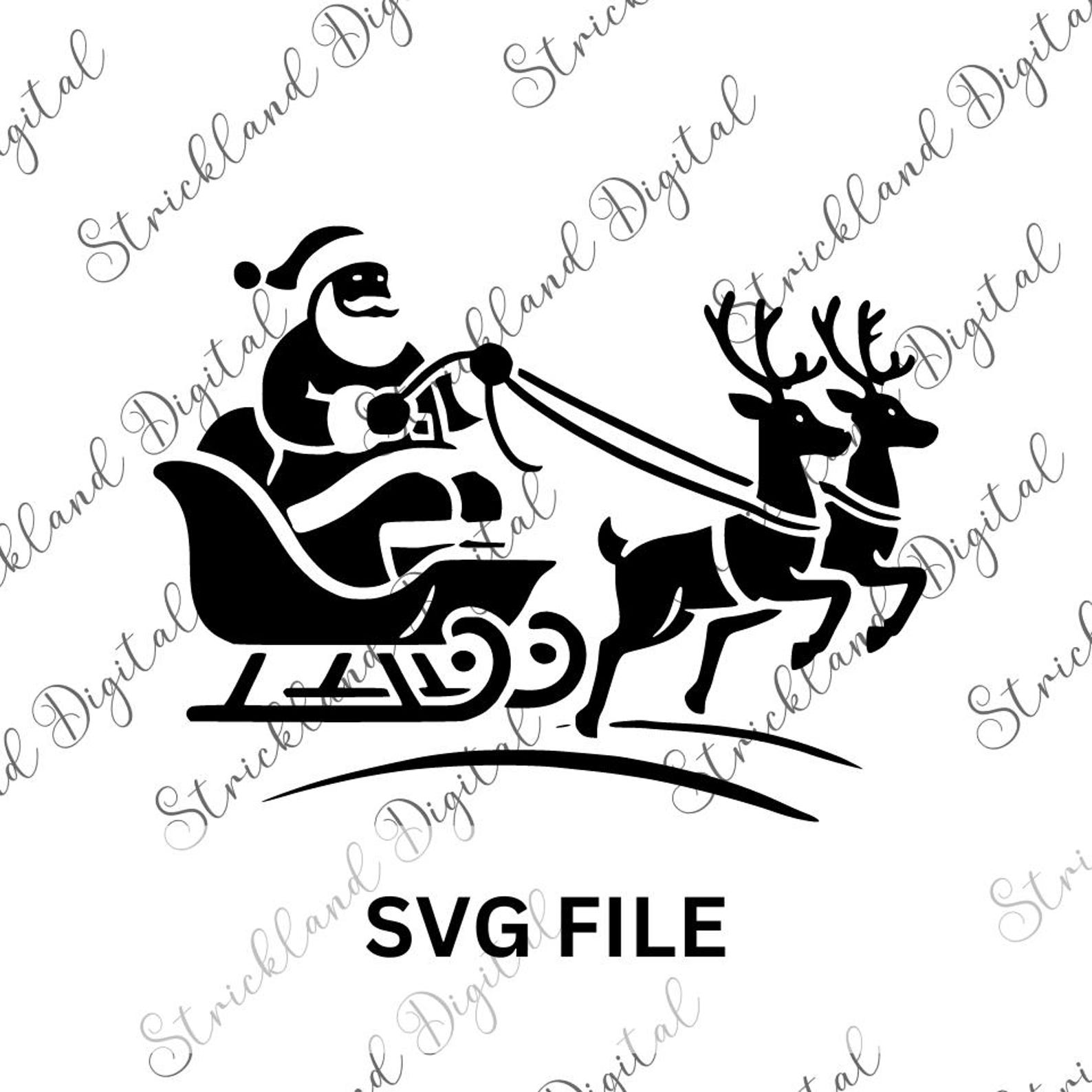 Christmas Santa Sled With Reindeer SVG for Crafting Can Be Used With ...
